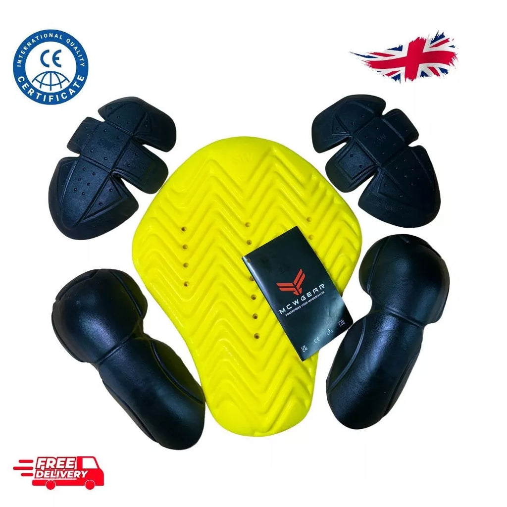 5 PIECE CE LEVEL 1 APPROVED SHOULDER ELBOW BACK MOTORCYCLE ARMOUR SET ...